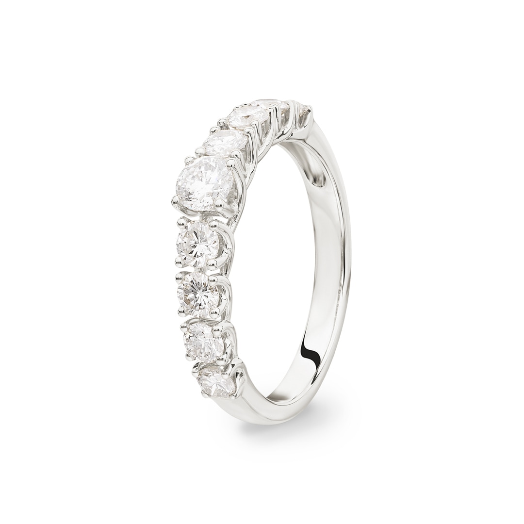 1.01 Karat Diamanten Mémoire Ring 750/18 K Weissgold