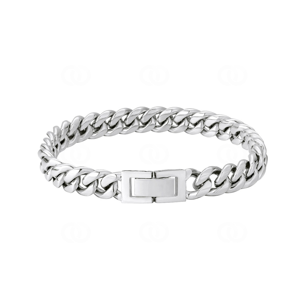 AR0015-S-8MM | 8mm Cuban Link Curb Bracelet Silvery