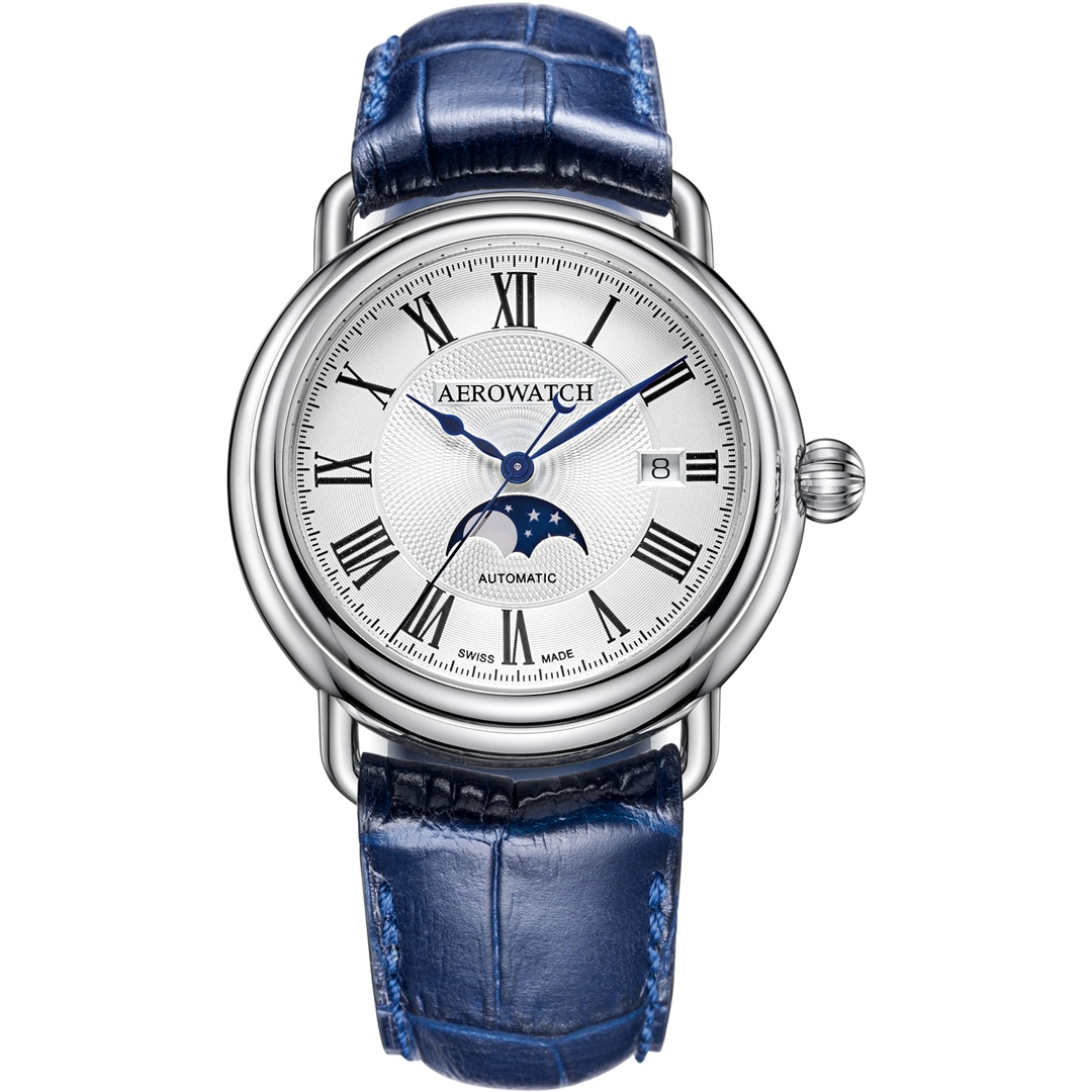 Aerowatch 1942 Automatic Moon Phase Blau | A 77983 AA01