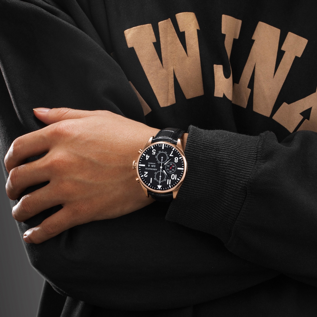 A 61989 RO09 | Aerowatch Les Grandes Classiques Aviator Automatic ...