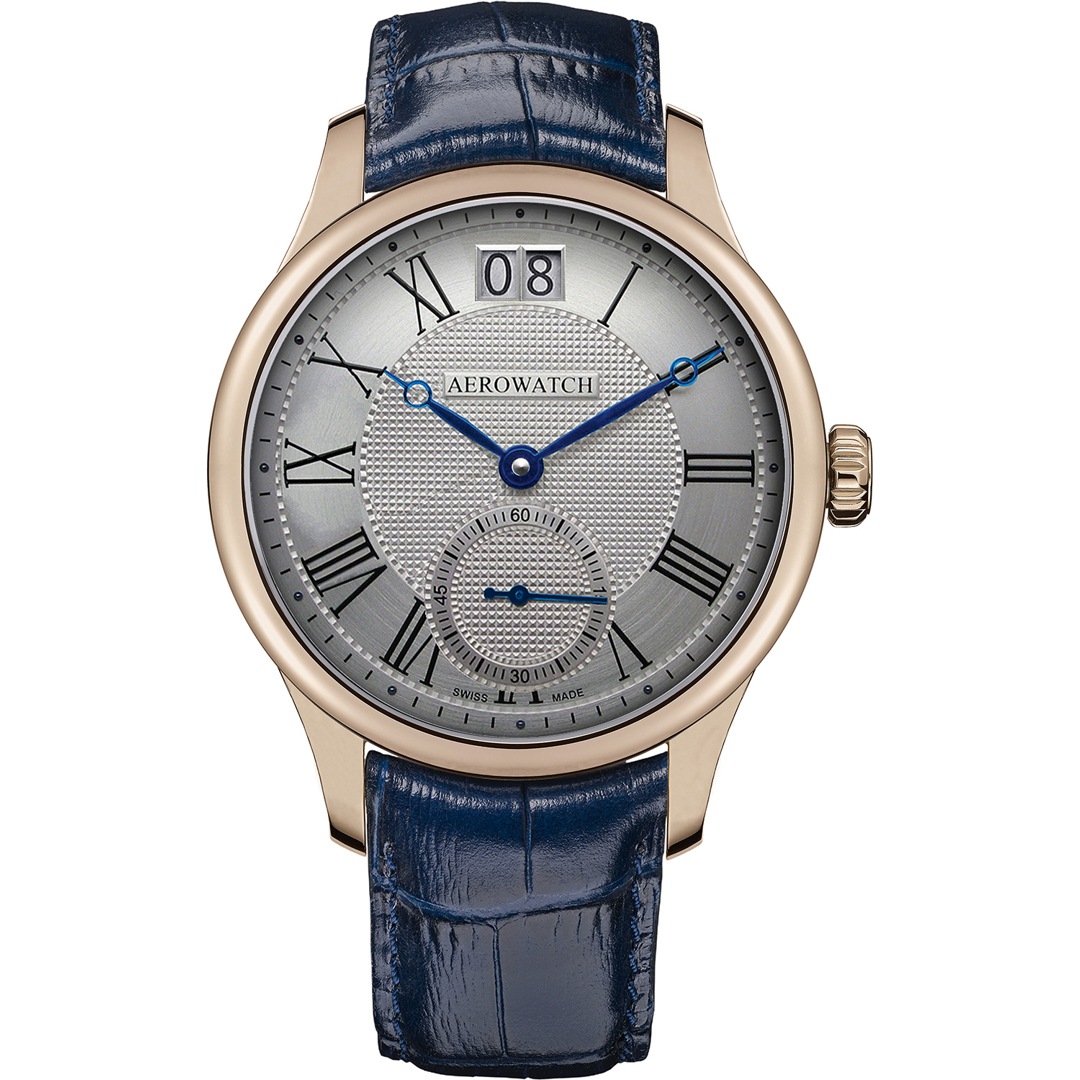 Aerowatch Renaissance Big Date Leder blau | A 39982 RO06