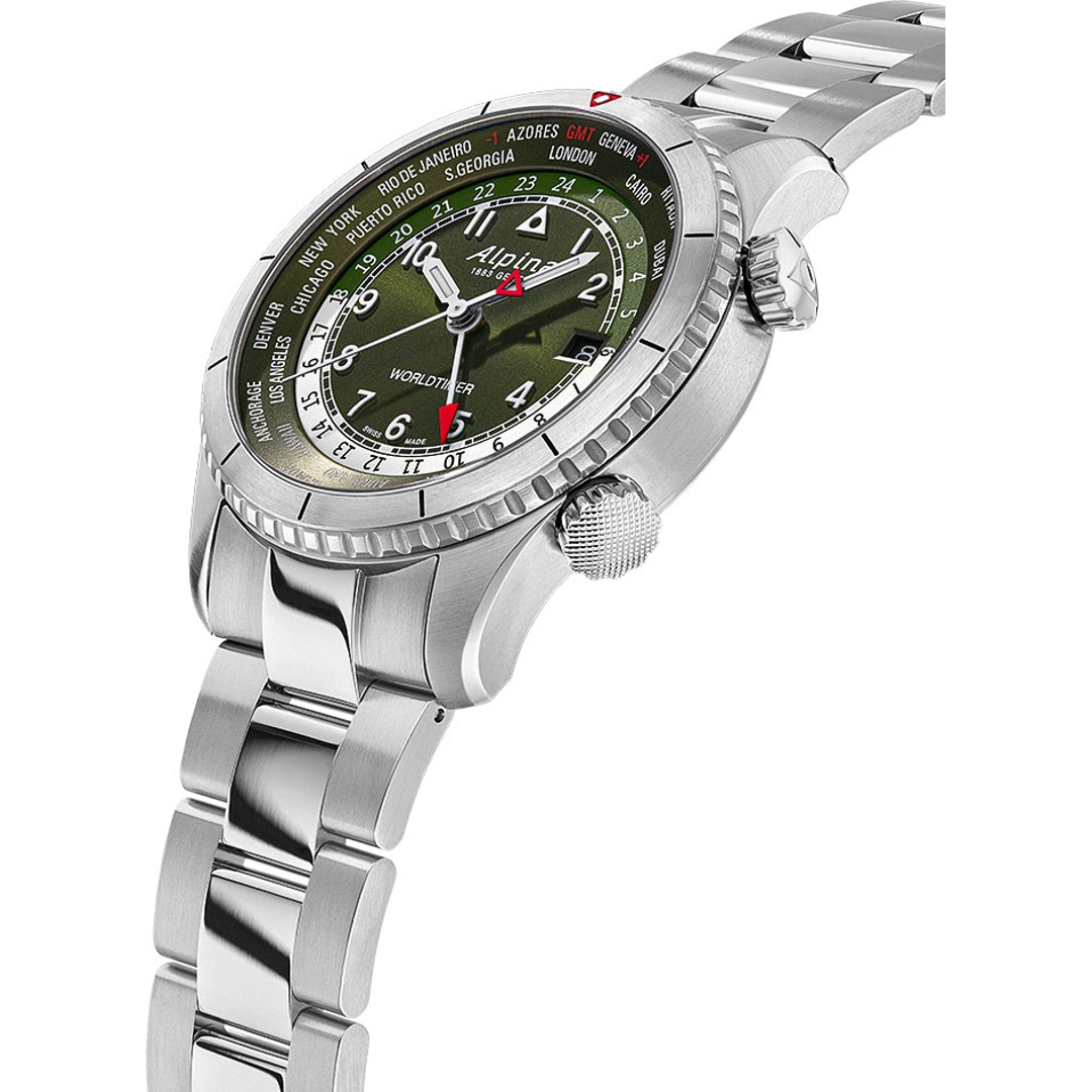 Alpina Startimer Pilot Quartz Worldtimer 41mm | AL-255GR4S26B