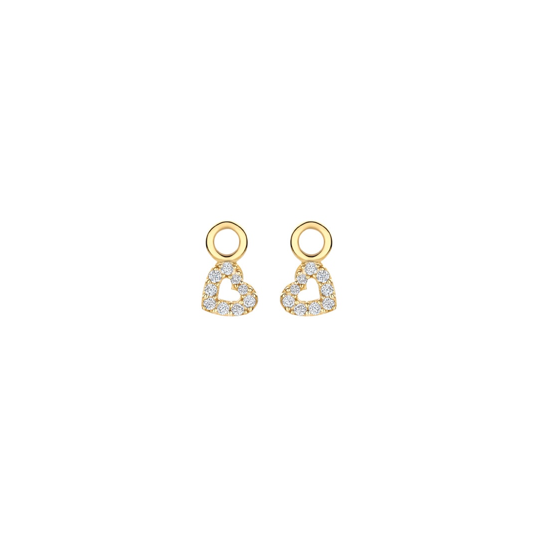 9098YZI | Blush 14ct Gold Heart Zirconia Earring Charms