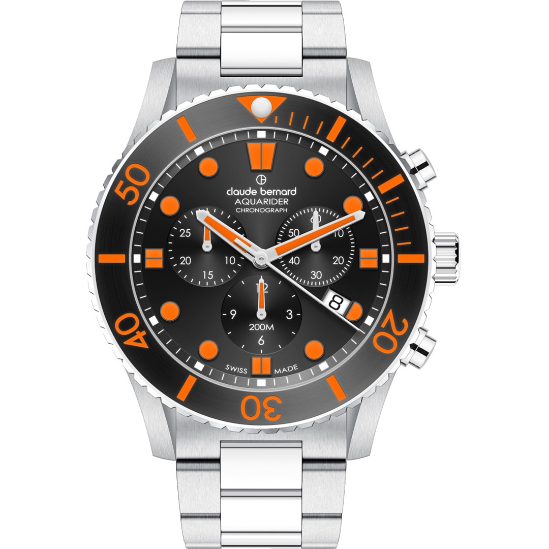 Claude Bernard Aquarider Chronograph Schwarz / Orange | 10252 3NOM NNO
