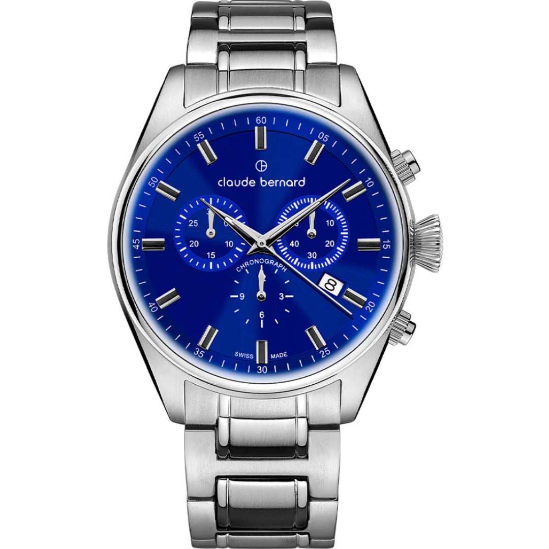 10254 3M BUIN | Claude Bernard Proud Heritage Chronograph Blue / Silver