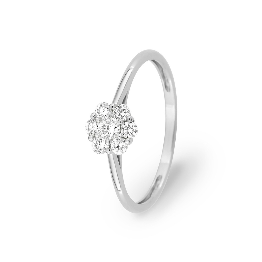 9KLGD215W | Cluster Ring 375/9 K White Gold with Lab Grown Diamonds 0.26 ct