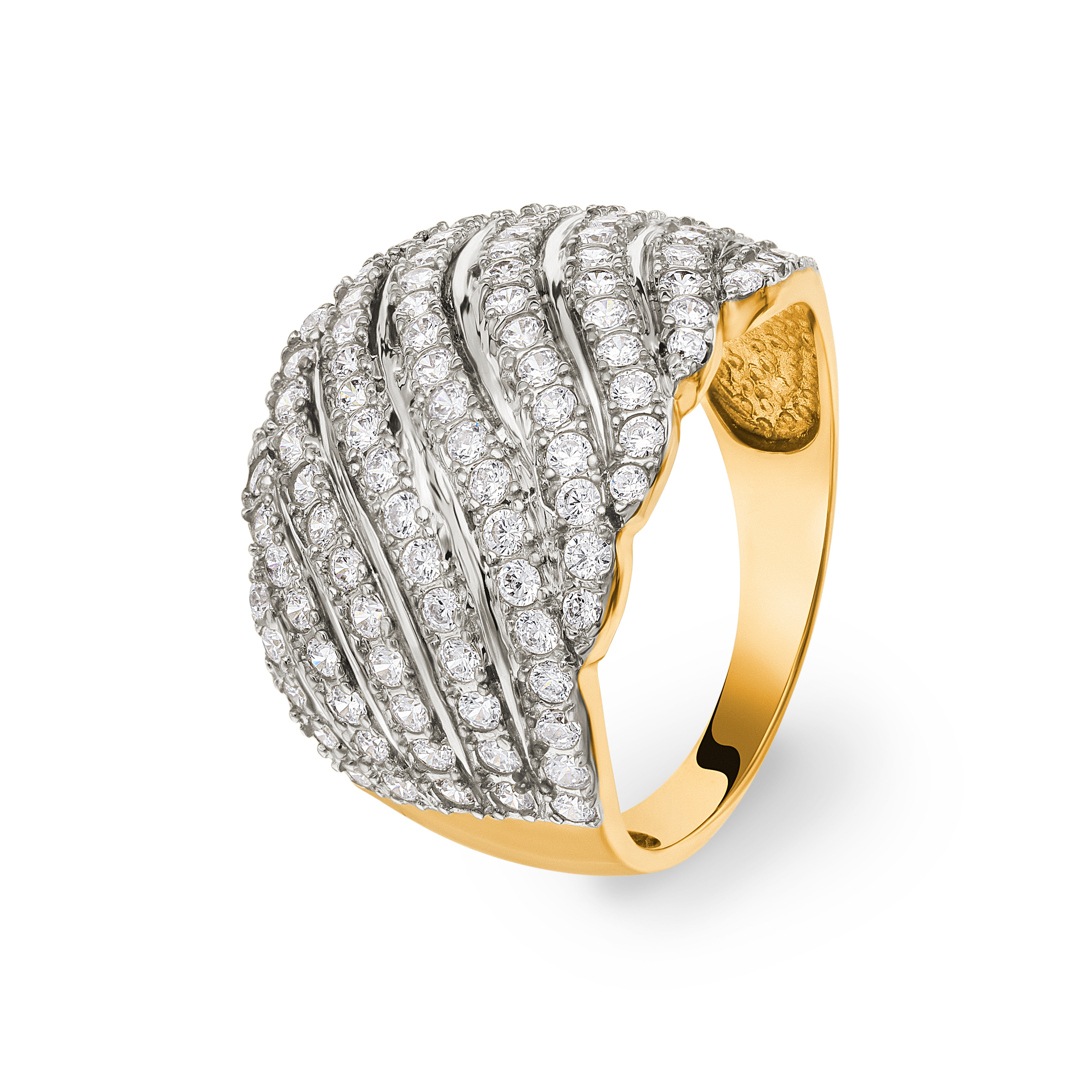 G075 | Bague or bicolore 750/18 ct avec zircones Ø 57
