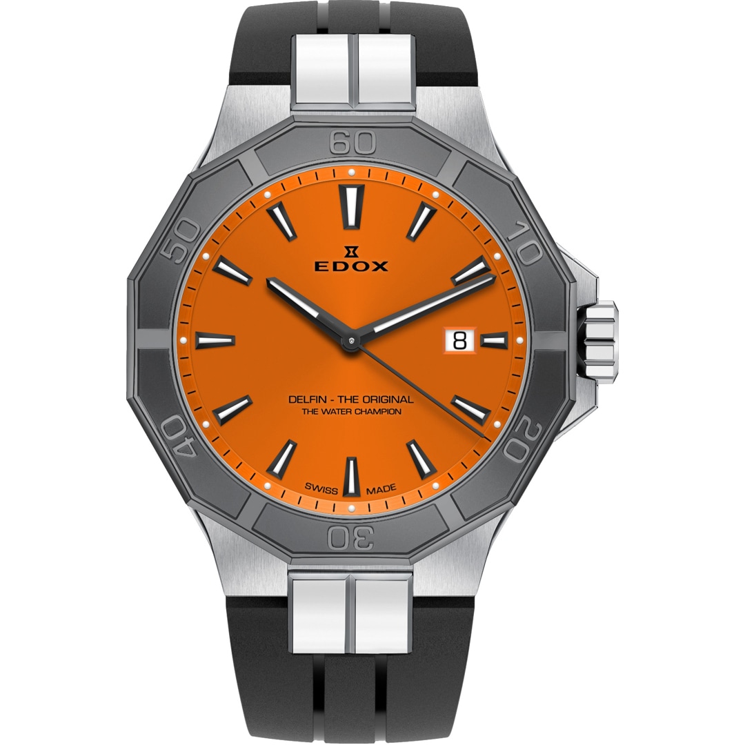 Edox Delfin Date Orange / Schwarz | 53021 3GCA OINO