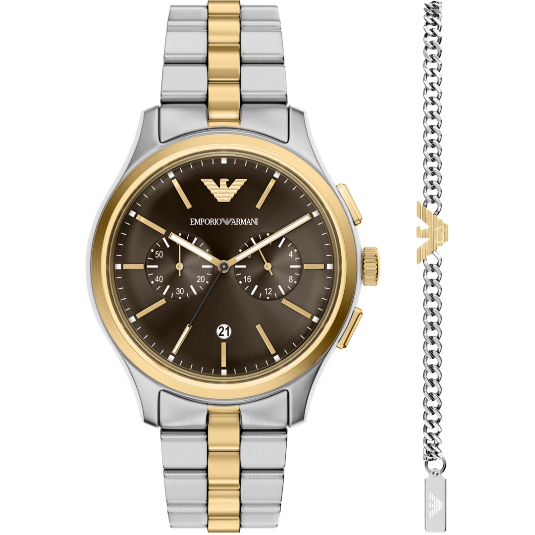 AR80084SET | Emporio Armani Dario Chronograph Bicolour / Brown