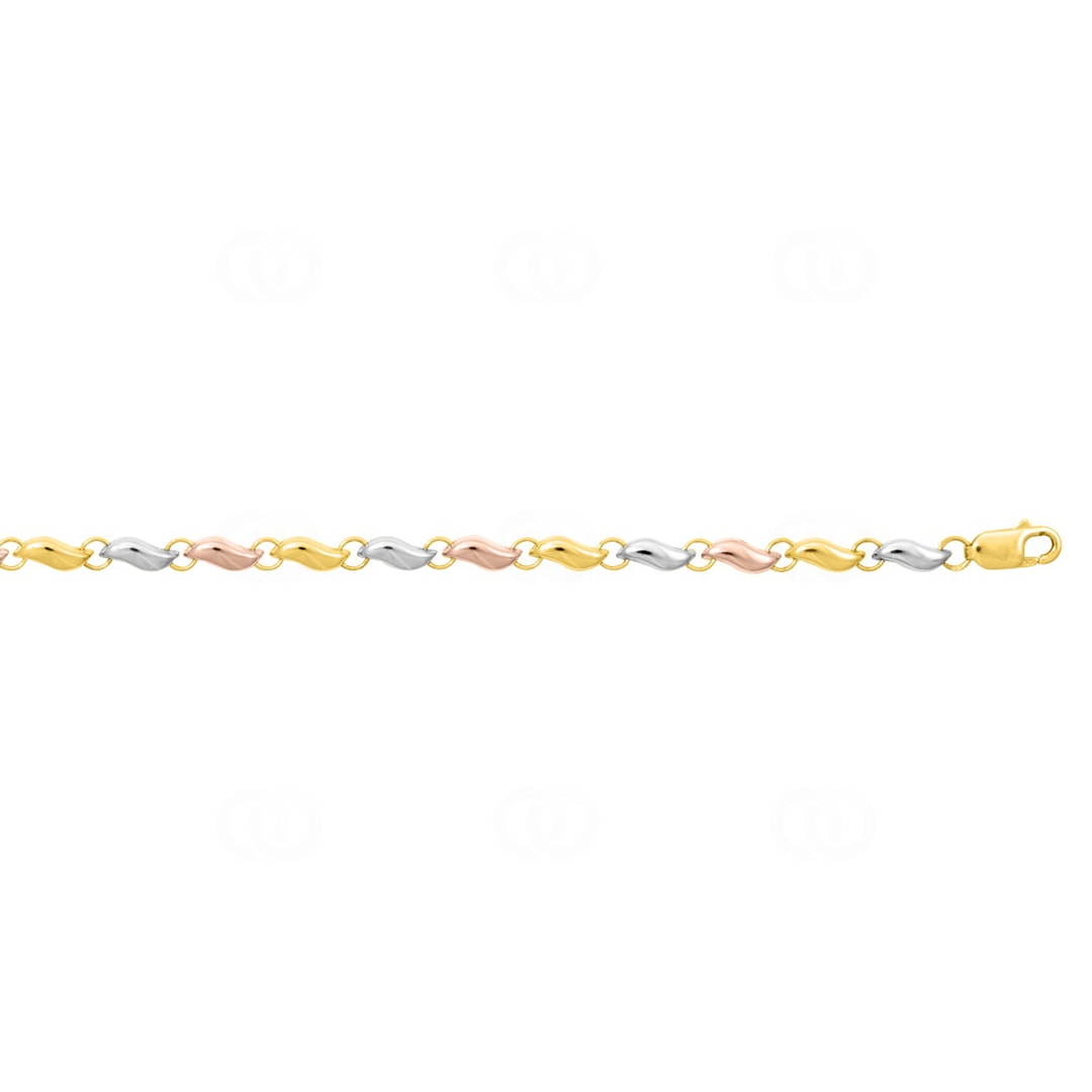 121080 | Bracelet fantaisie or tricolore 375/9 ct semi-massif 3.2mm