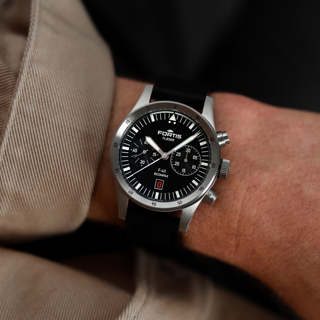 Fortis Flieger F-43 Bicompax Black | F4240007