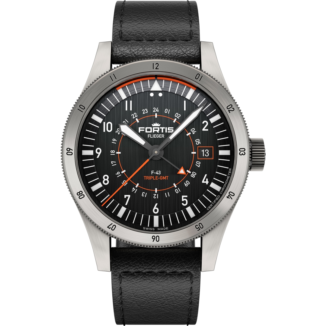 Fortis Flieger F-43 Triple GMT Black | F4260001