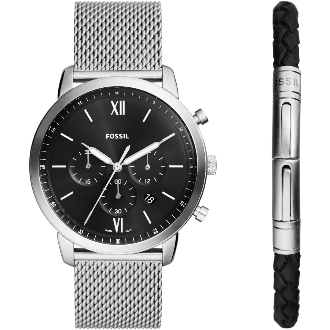 FS6021SET | Fossil Neutra Chronograph Set Silvery / Black