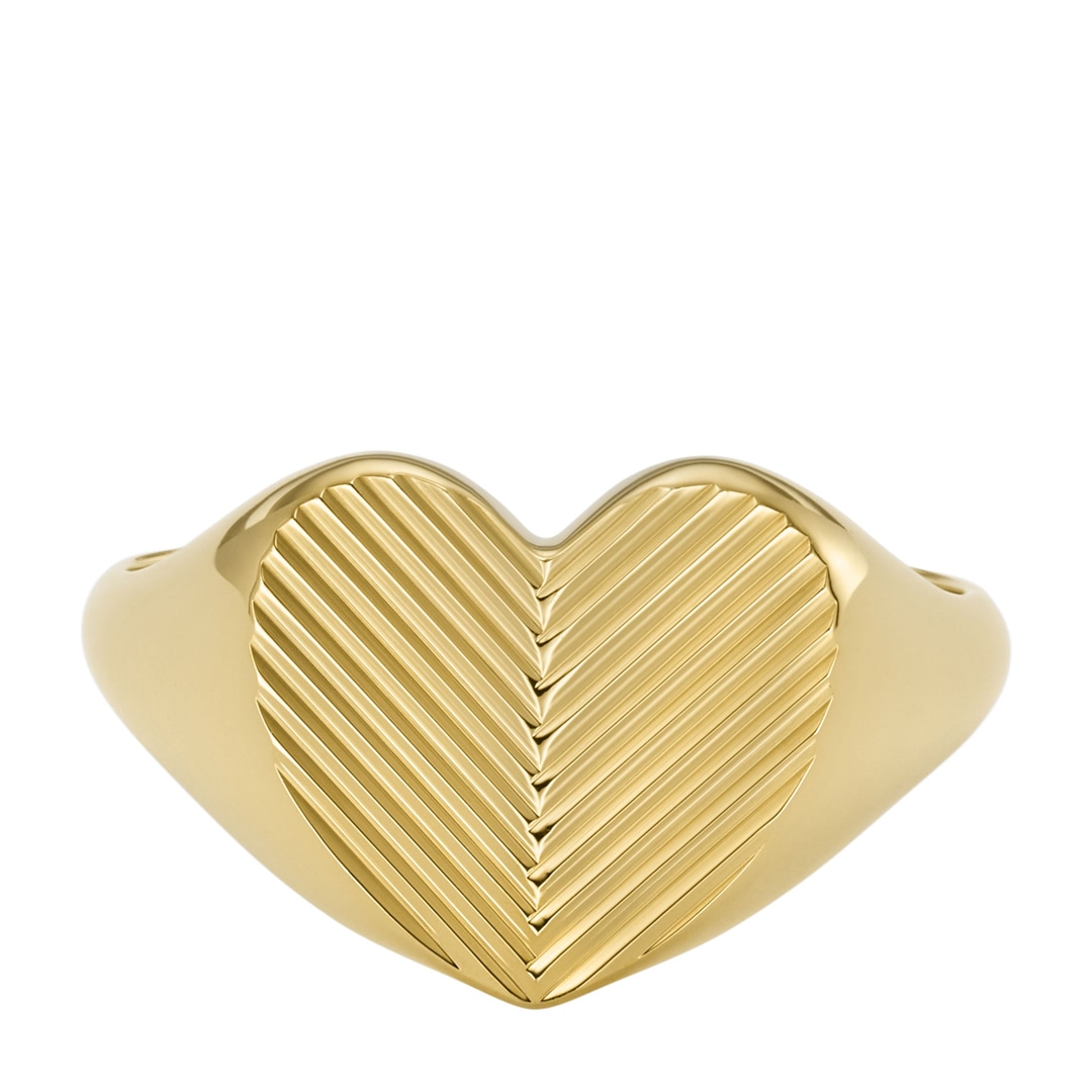 JF04655710 | Fossil signet ring Harlow Linear Texture Gold