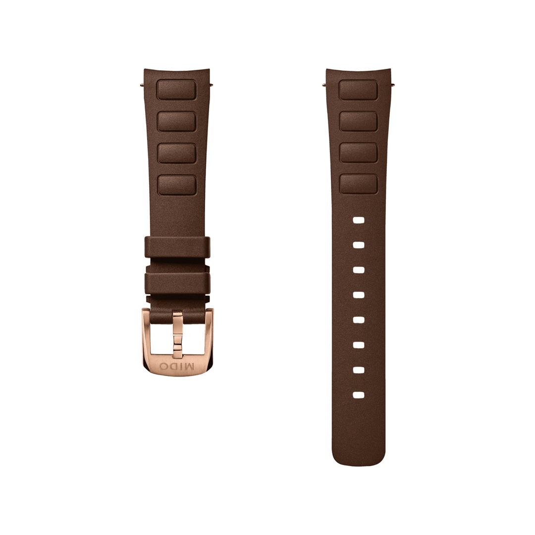 Mido Multifort TV 35 Brown rubber strap 18 mm
