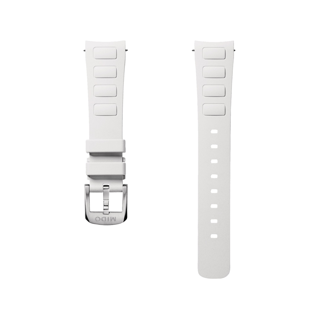 Mido Multifort TV 35 White rubber strap 18 mm
