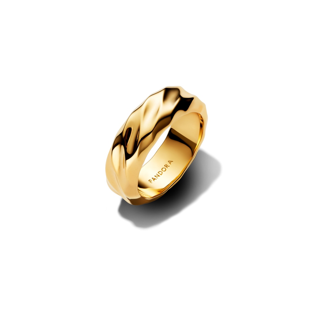 Pandora Gold Essence Gewellter Breiter Band-Ring