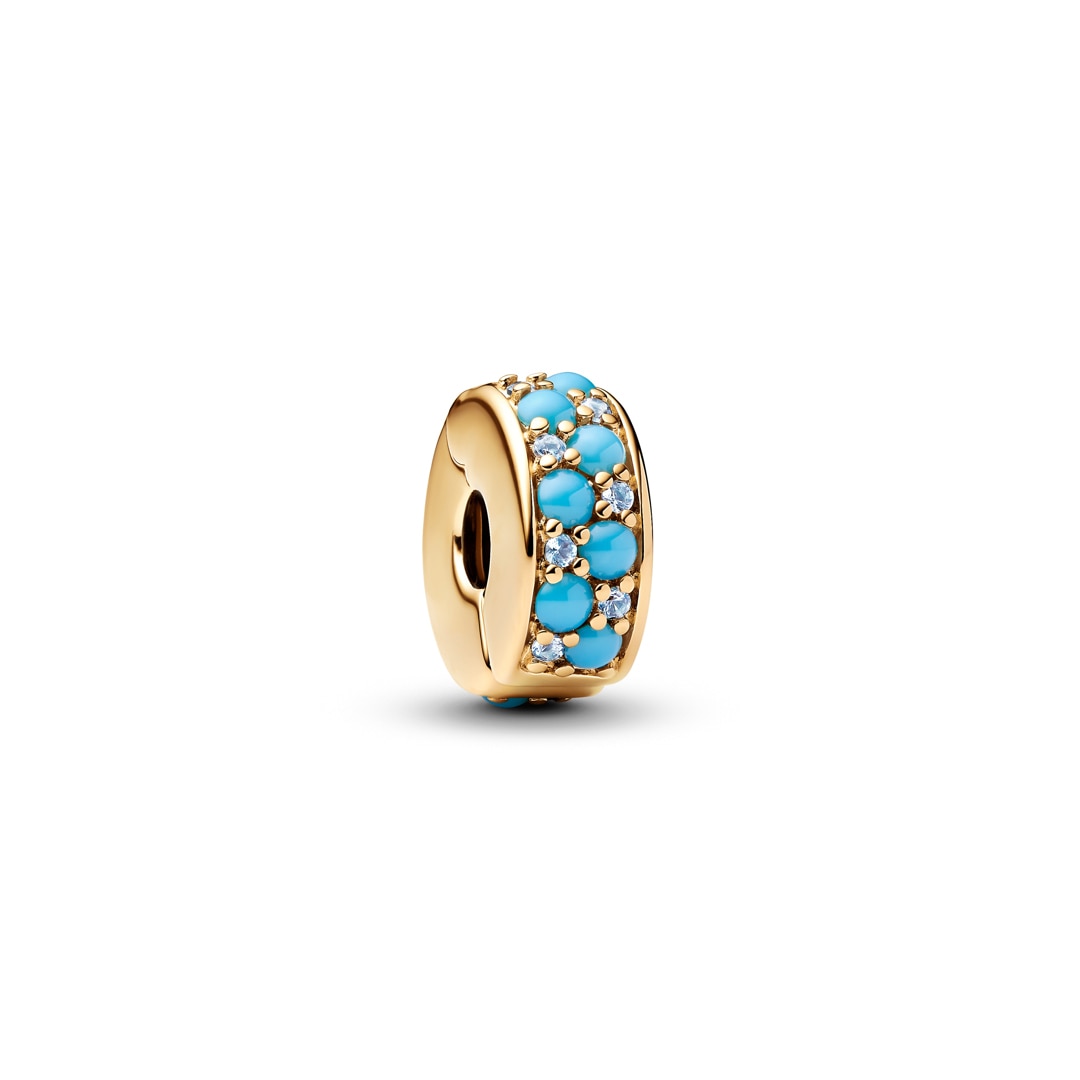 Pandora Gold Moments Aquablaues Clip-Charm