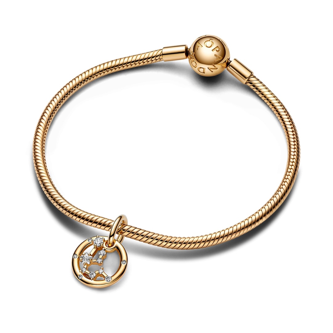 762717C01 | Pandora Gold Moments Charm Pendant Signe du Verseau
