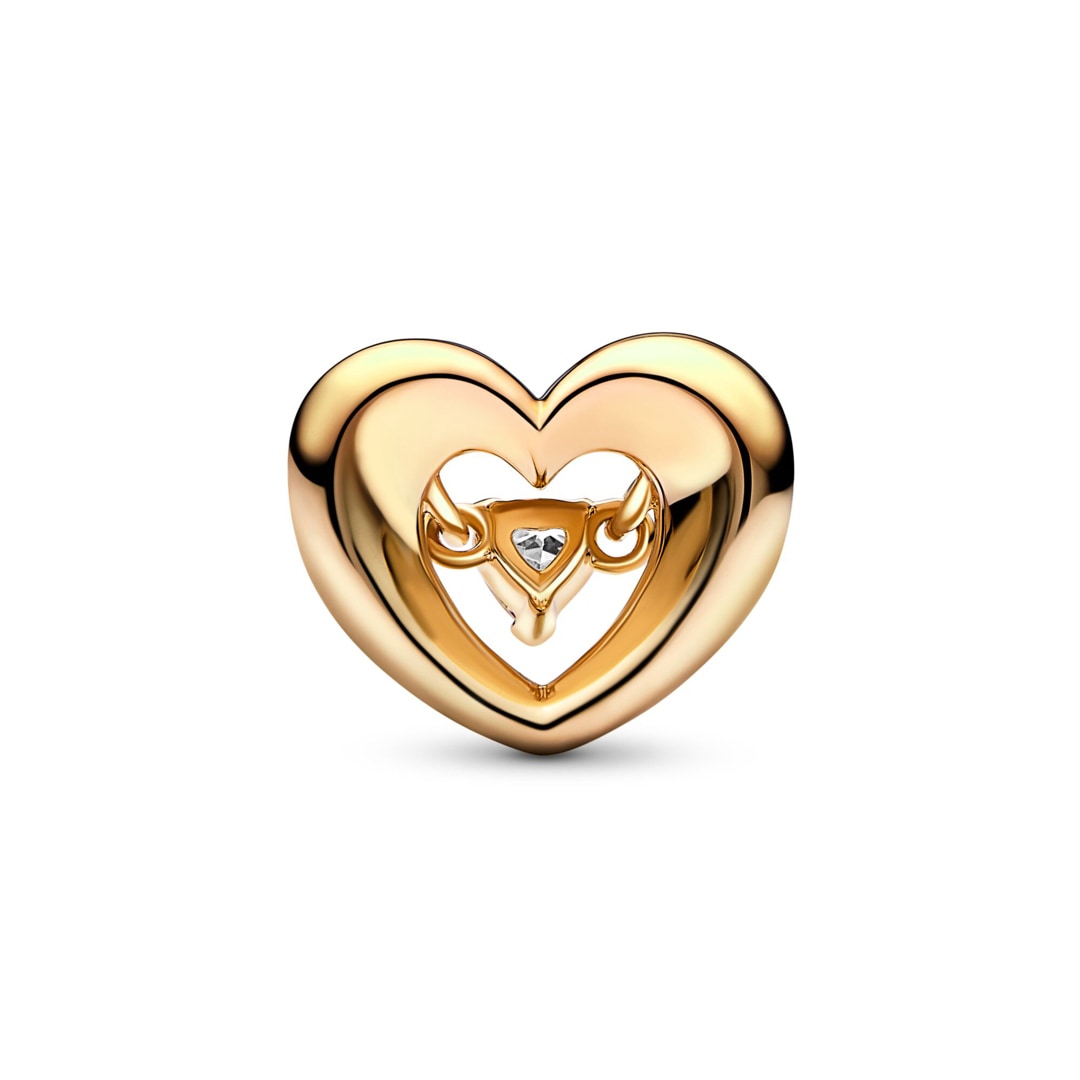 Pandora Gold Moments Strahlendes Herz & Schwebender Stein Charm