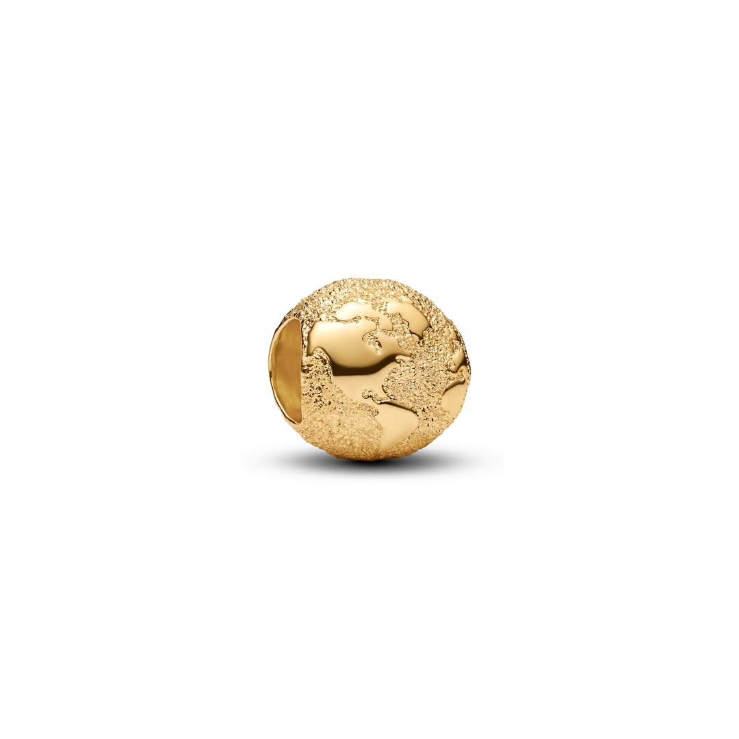 Pandora Gold Moments Strukturierter Globus Mini-Charm