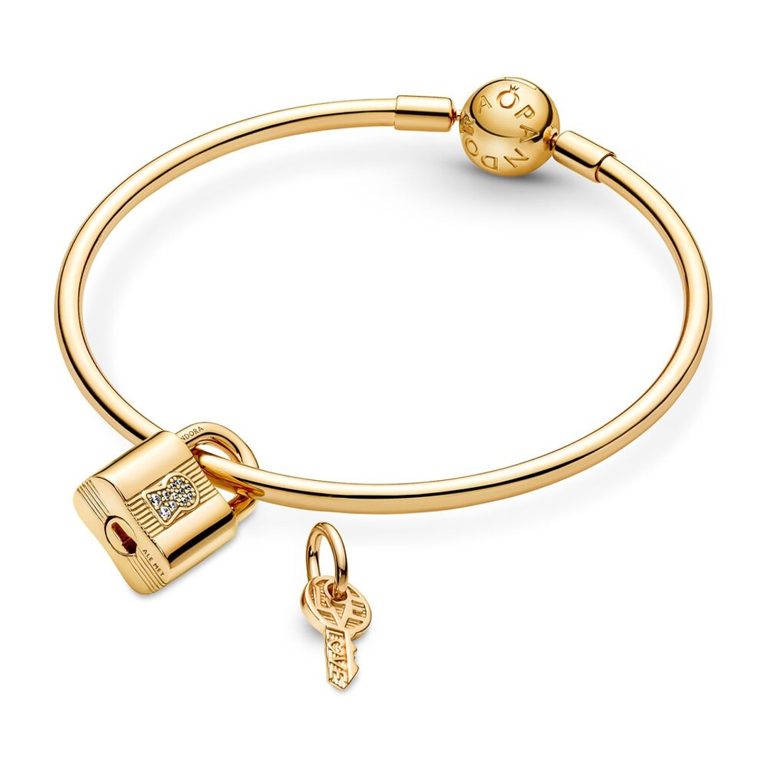 Pandora Gold Moments Vorhängeschloss & Schlüssel Charm-Anhänger