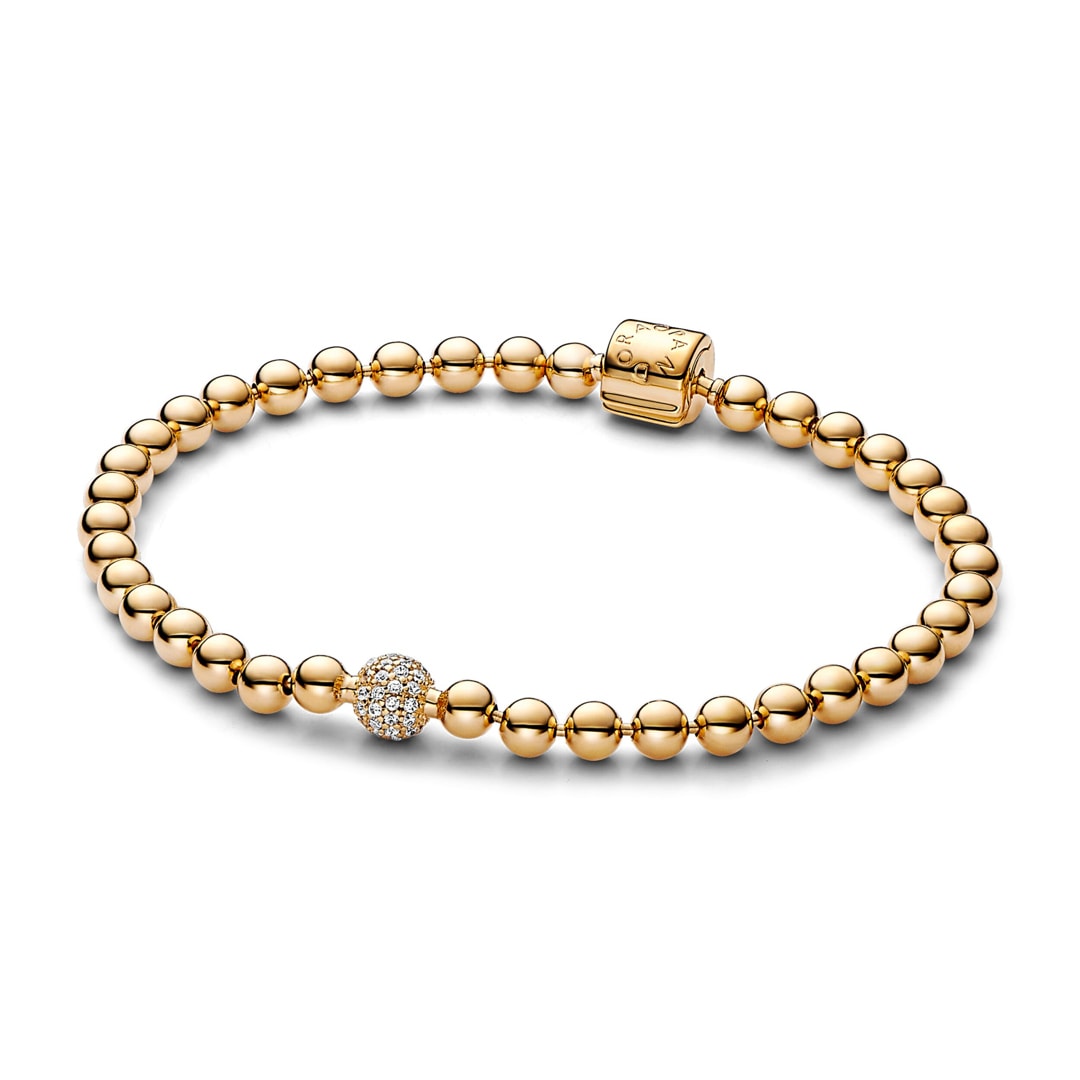 568342C01 | Pandora Gold Signature Bracelet Sphère et Pavé