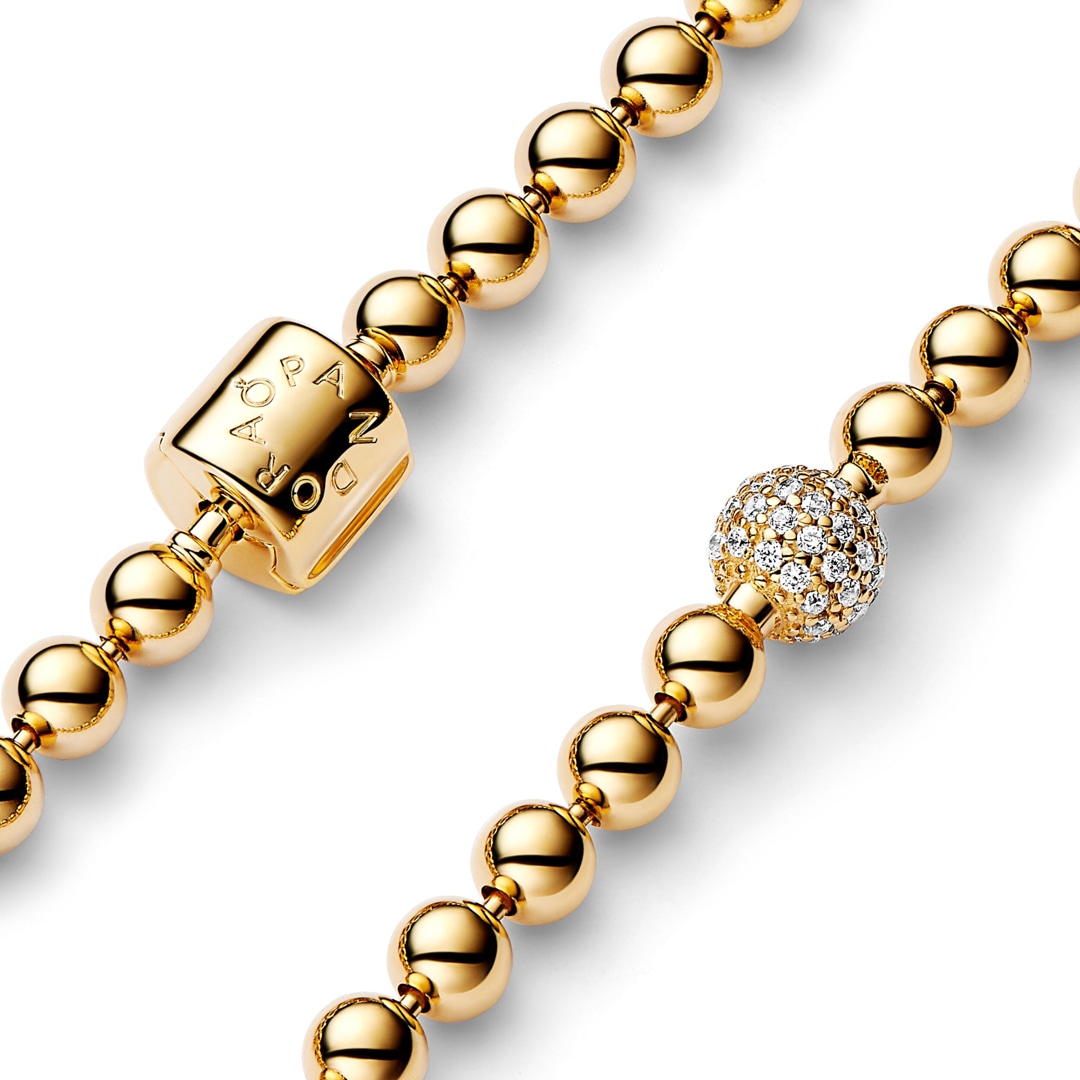 568342C01 | Pandora Gold Signature Bracelet Sphère et Pavé