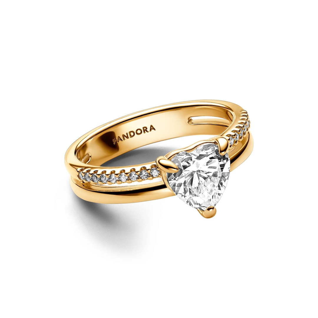 Pandora Gold Timeless Doppelband Herz Ring