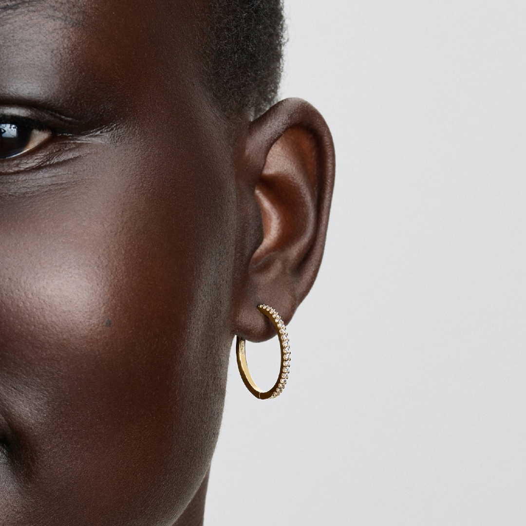 264652C01 | Pandora Gold Timeless Sparkling Hoop Earrings