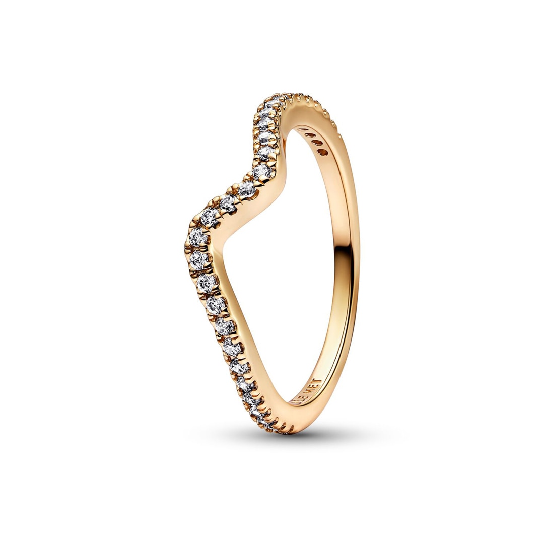 Pandora Gold Timeless Funkelnde Welle Ring