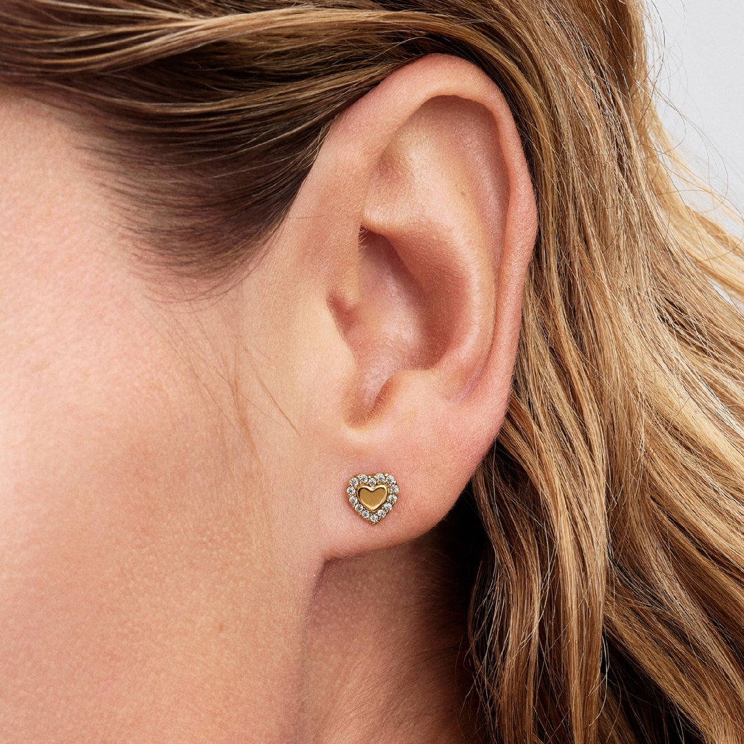 Pandora Gold Timeless Herz Strahlenkranz Ohrstecker