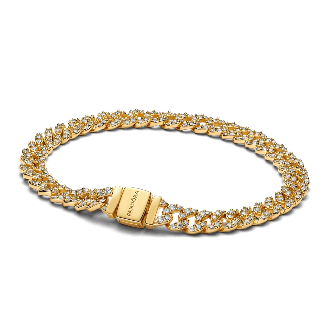 Pandora Gold Timeless Pavé Cuban Gliederarmband