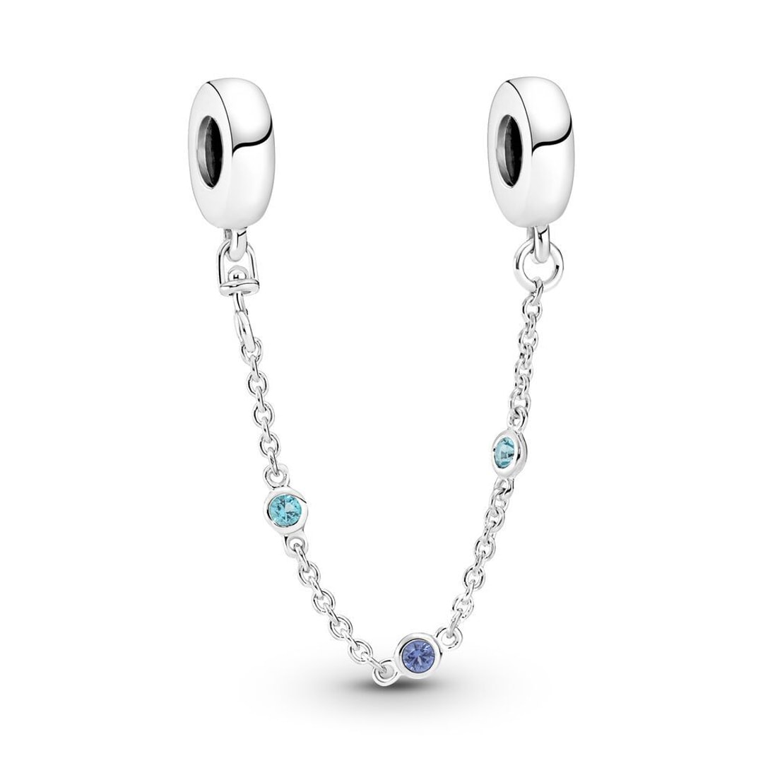 791688C01-05 | Pandora Moments Charm Chaîne de Confort Triple Pierre Bleue