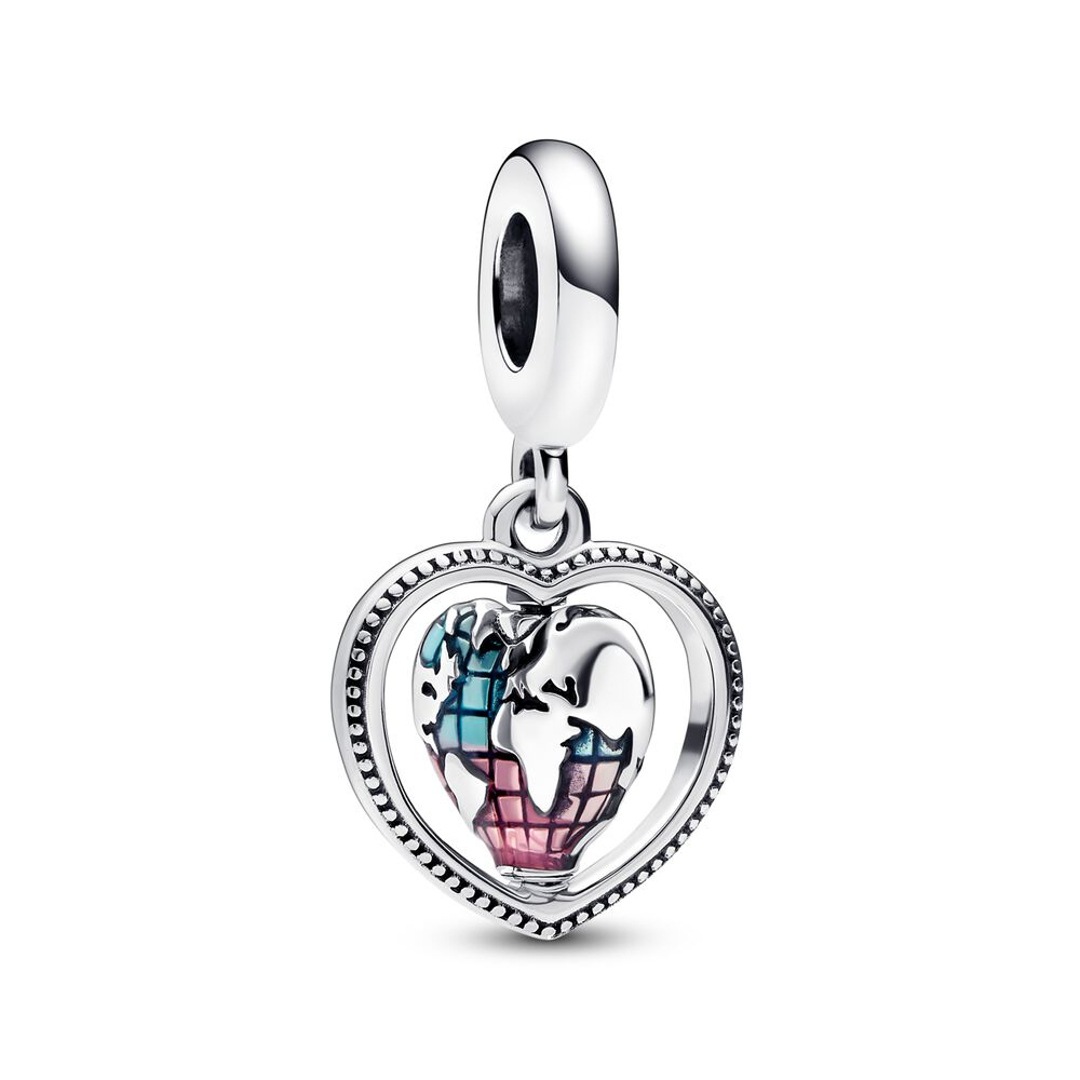 792240C01 | Pandora Moments Charm Pendant Globe Cœur Pivotant Famille