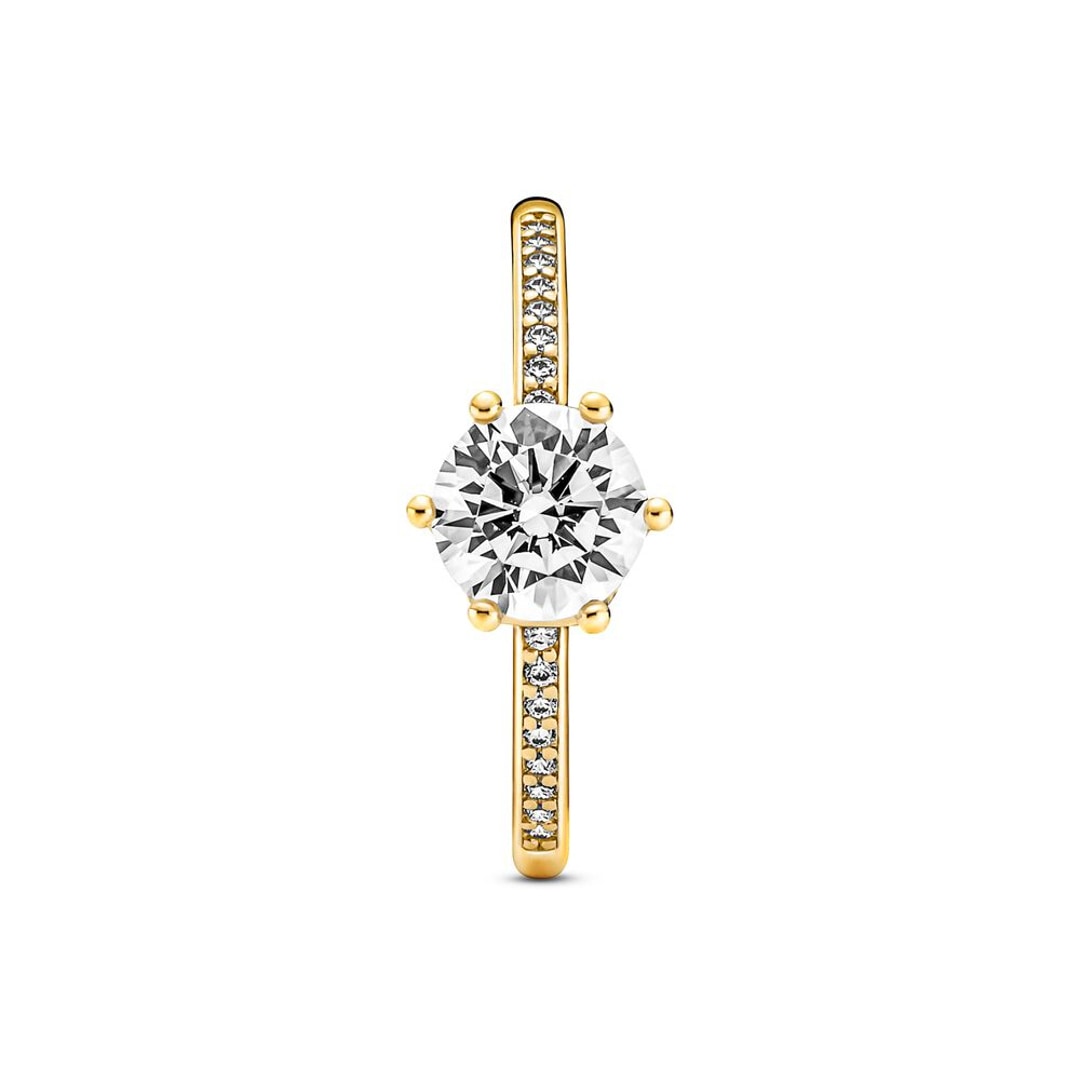 168289C01 | Pandora Gold Moments Clear Sparkling Crown Solitaire Ring