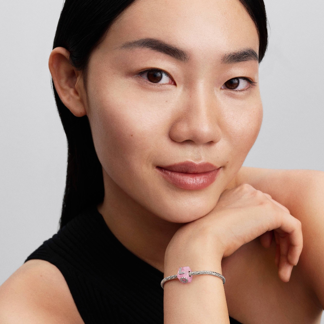 794433C01 | Pandora Moments Charm Cube Love Murano Rose 925 Argent