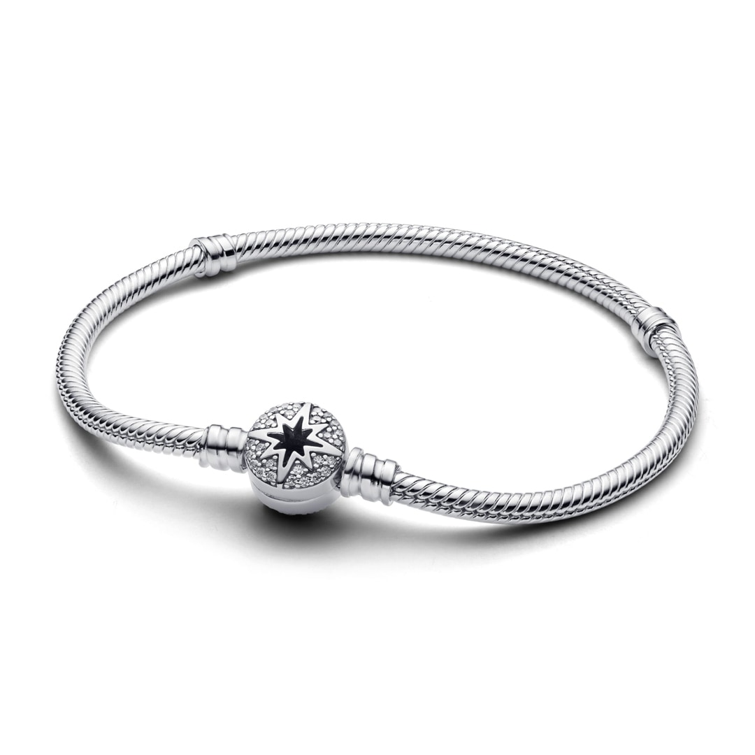 Pandora Moments Schlangen-Gliederarmband mit Polarstern-Verschluss 925 ...