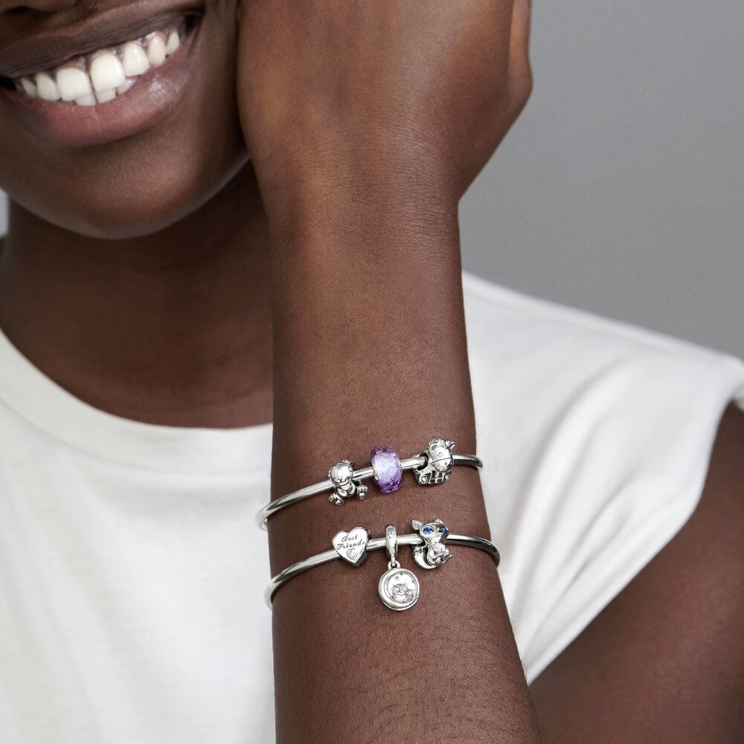 Pandora Moments Wellenförmiges Lavendelblaues Murano-Glas Charm