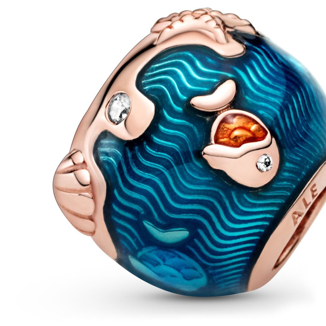 Pandora Rose Moments Schimmernde Wellen und Fisch Charm