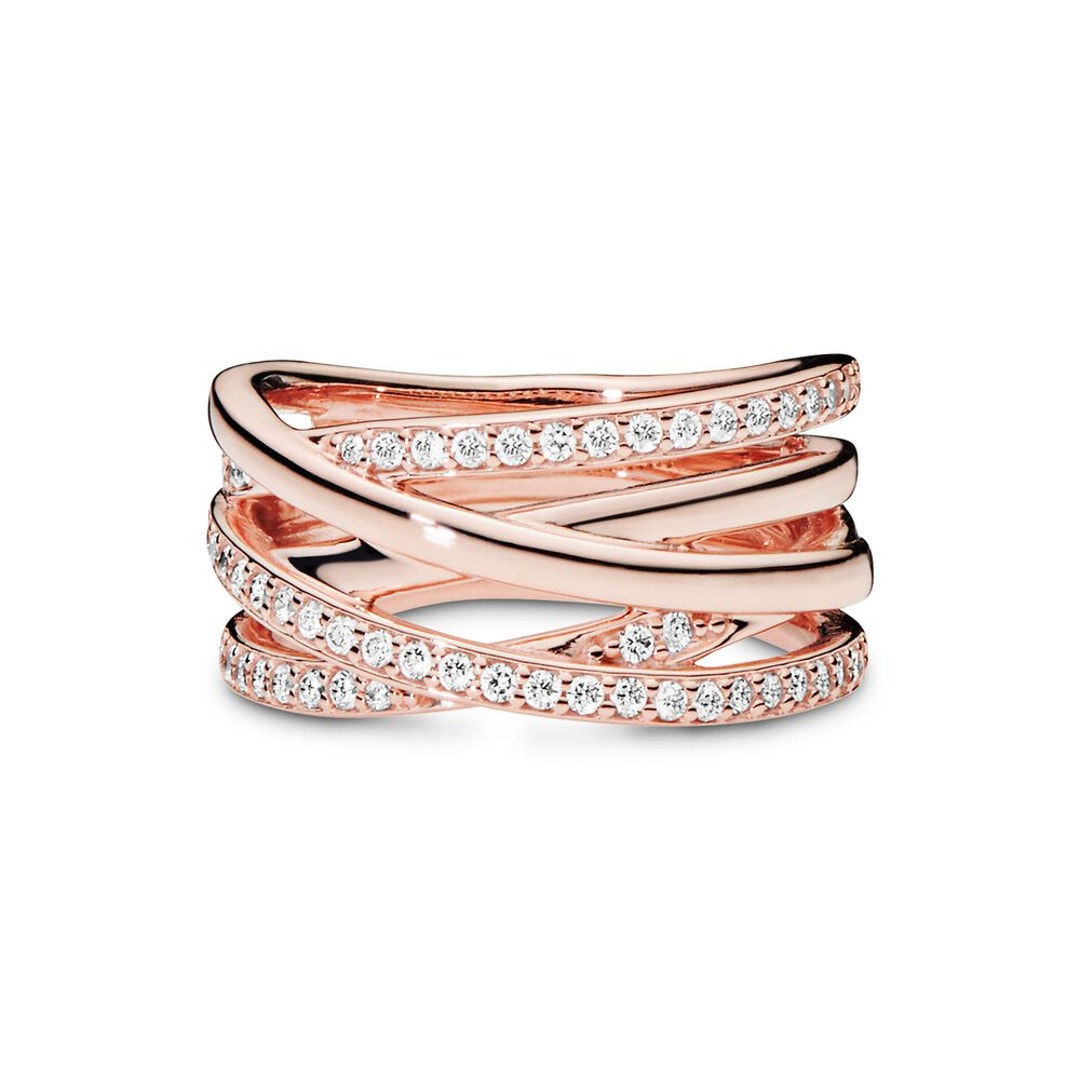 Pandora Rose Timeless Sparkling & Polished Lines Ring