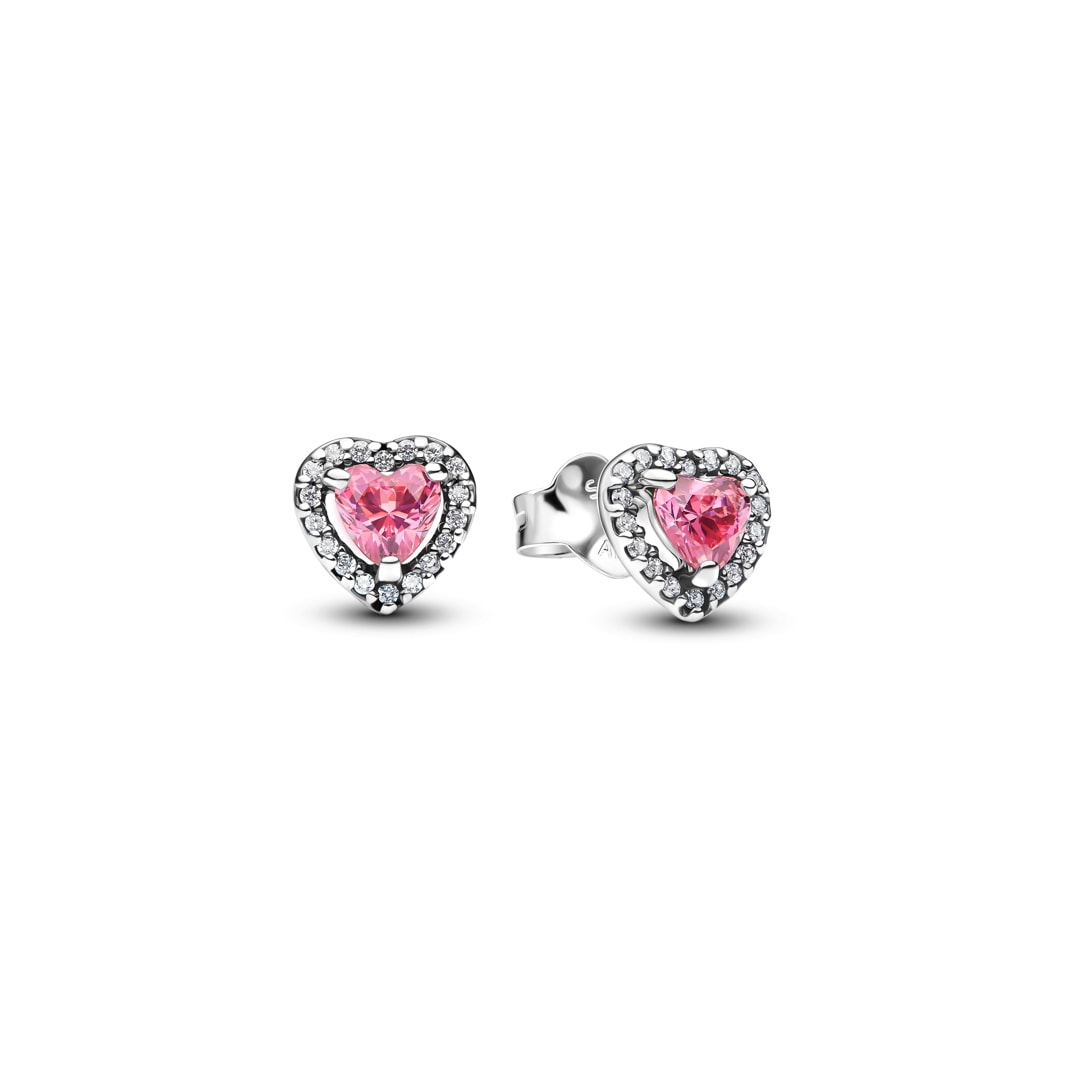 Pandora Timeless Erhabenes rosafarbenes Herz Ohrstecker 925 Silber