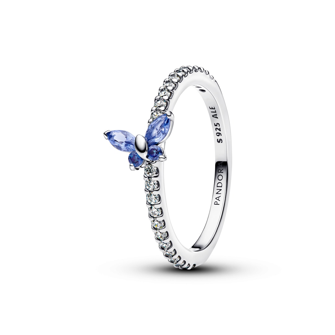 Pandora Timeless Glitzernder Schmetterling Blau Ring 925 Silber