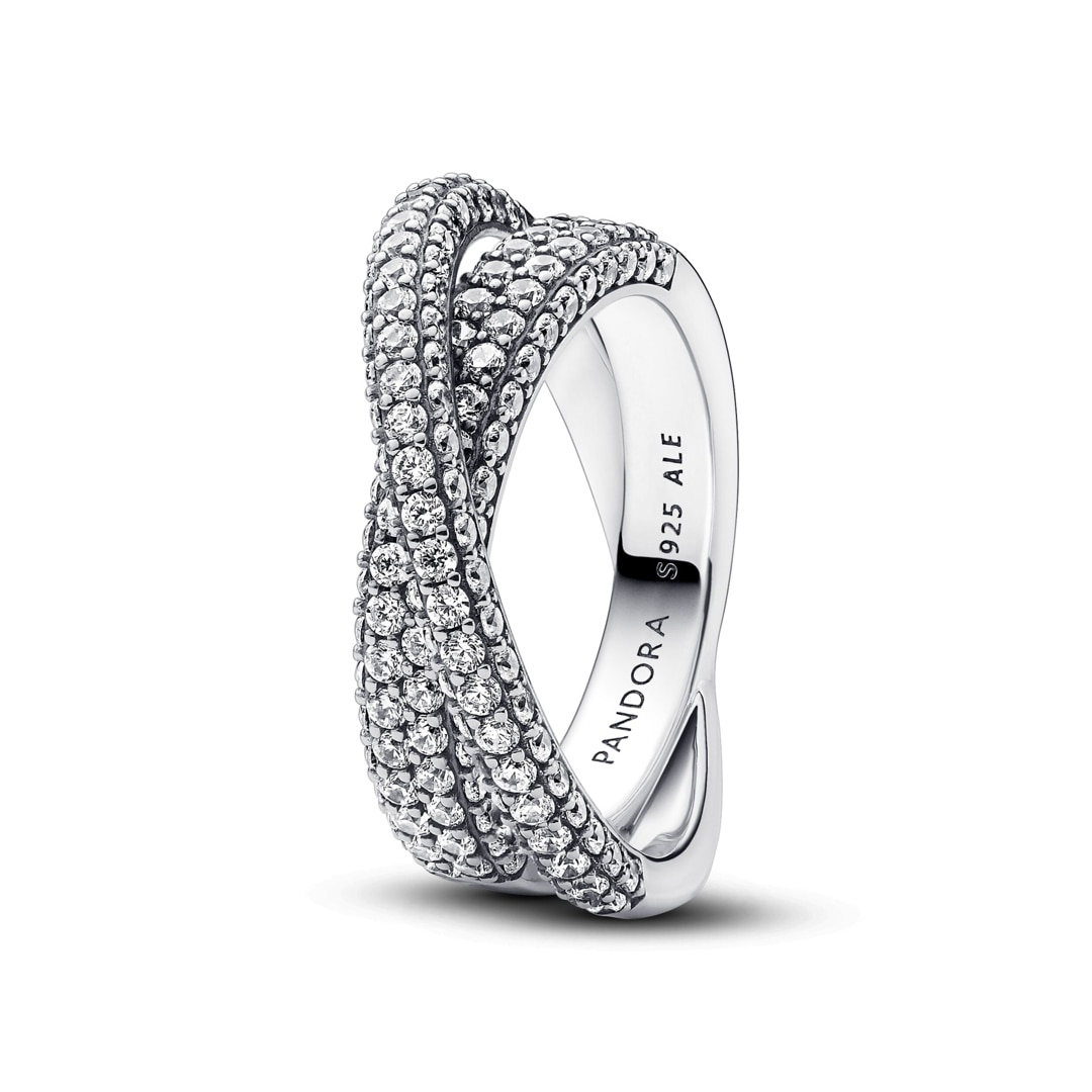 Pandora Timeless Pavé Gekreuzter Doppelband-Ring 925 Silber