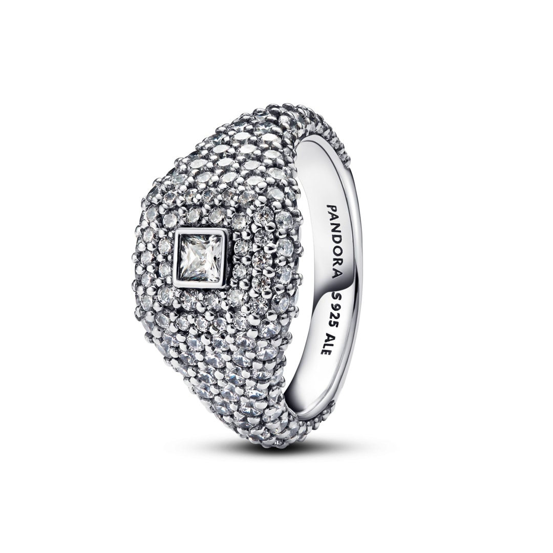 193556C01 | Pandora Timeless Bague Cocktail Carrée Pavée 925 Argent