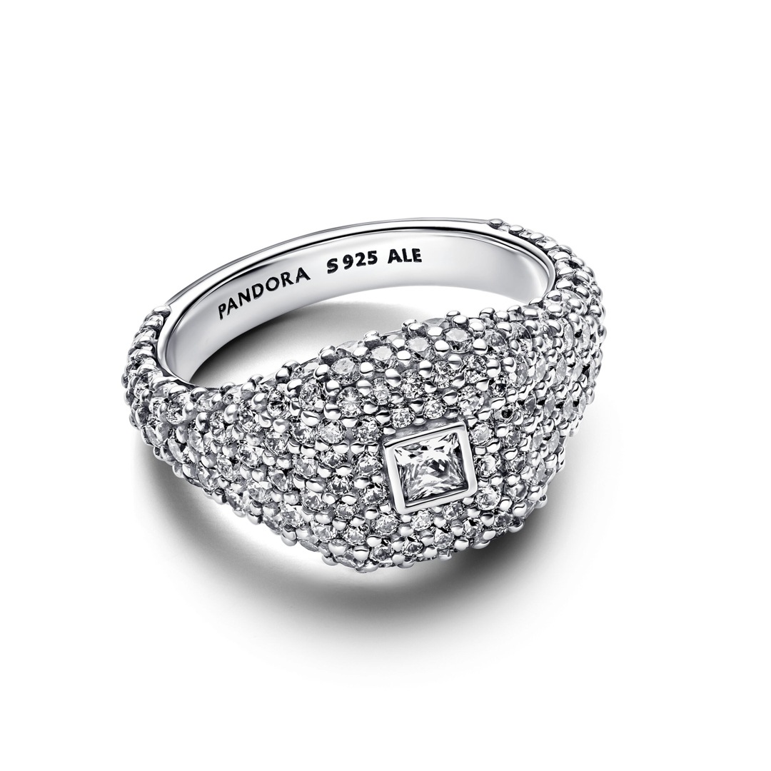 193556C01 | Pandora Timeless Bague Cocktail Carrée Pavée 925 Argent