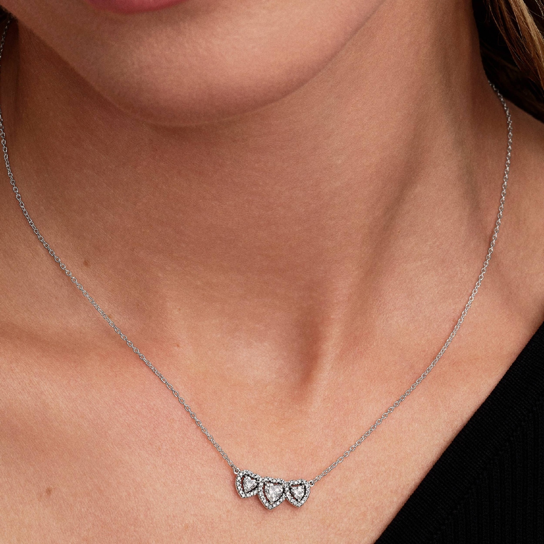 394412C01-45 | Pandora Timeless Halo Heart Trilogy Collier Necklace 925 ...