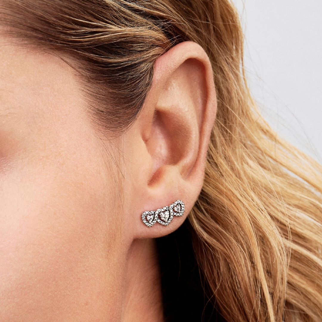 Pandora Timeless Strahlenkranz Herz Trilogie Ohrstecker 925 Silber