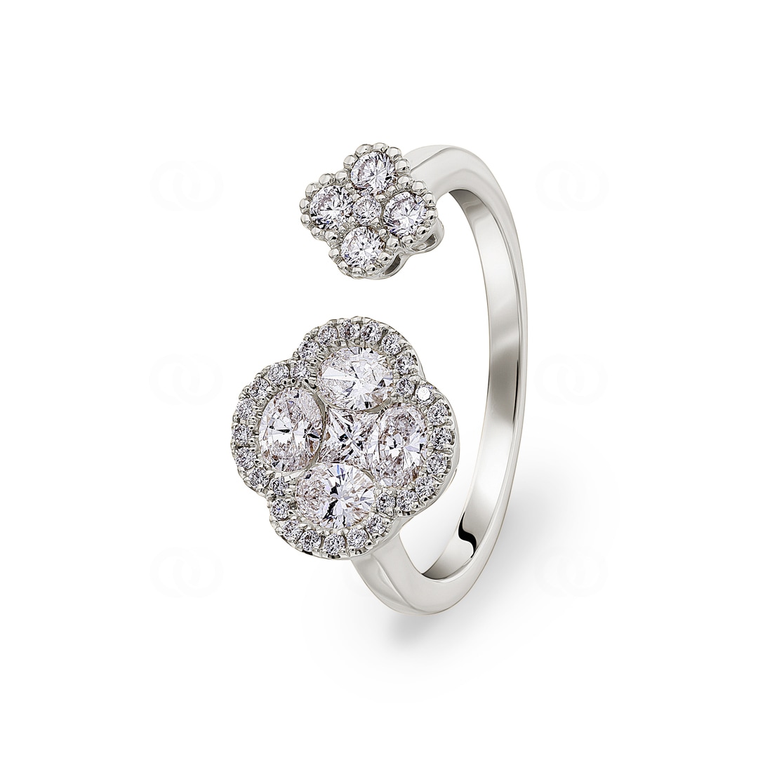 RI-05815-WG | Ring 750/18 K White Gold Cloverleaves with Diamonds 0.91 ...
