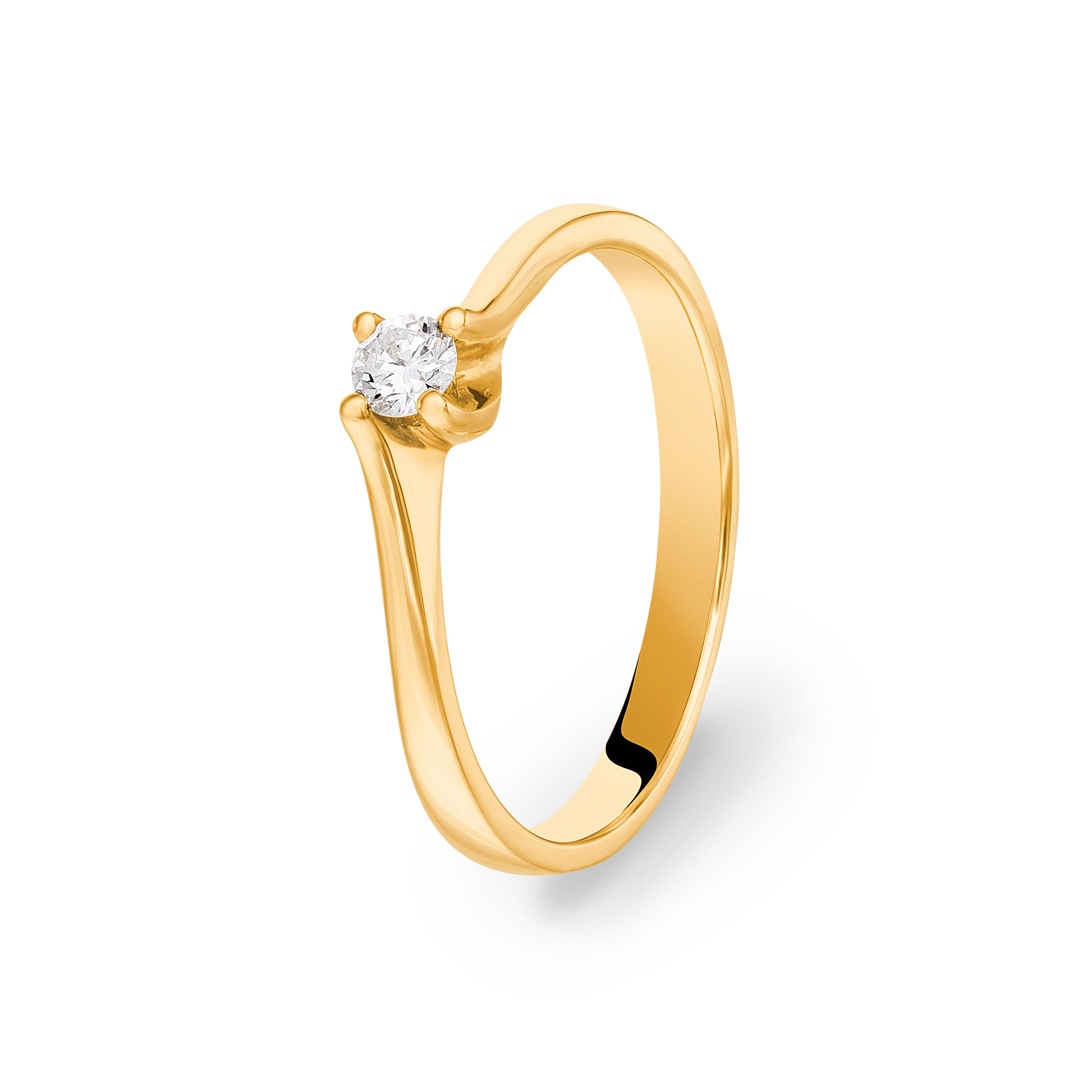 Solitärring 750/18 K Gelbgold mit Diamant 0.11 ct H/Si Ø 52